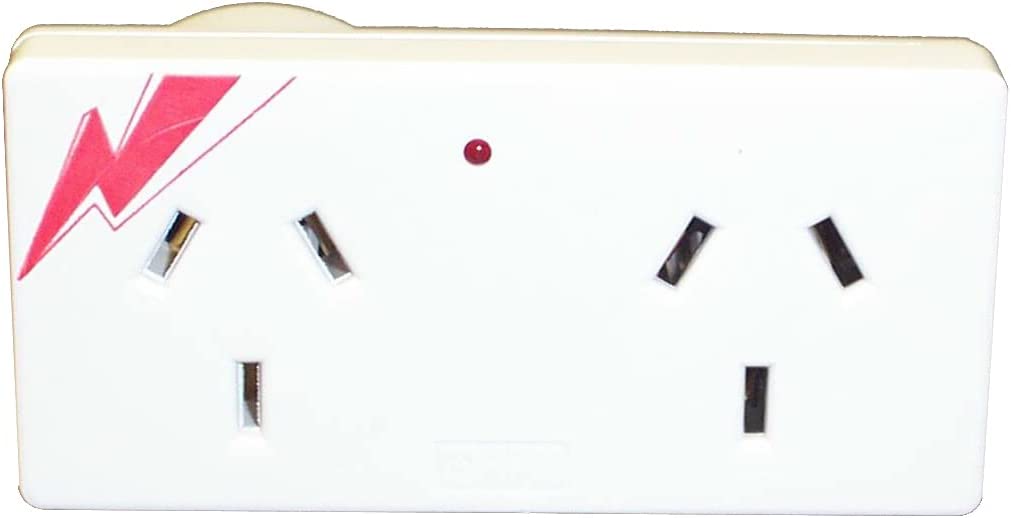 2x HPM Surge Protected Power Outlet Slimline Double Adaptor Powerpoint ...